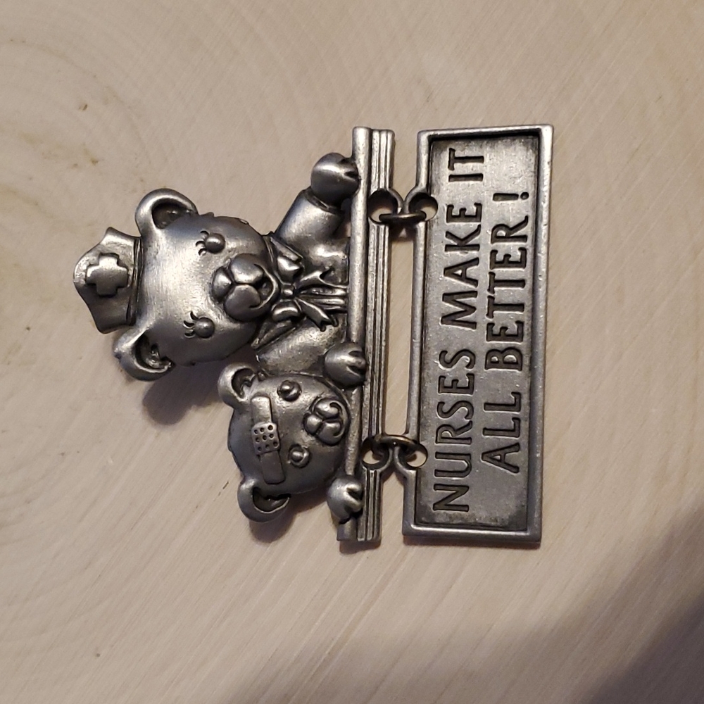 Vintage J.J. Metal Bear Design Pin Nurses Make Everyt… - Gem